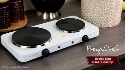 Megachef Portable Dual Electric Cooktop White 1700w Hot Plate For Cooking Metal 9x17x2 Includes Manual Target