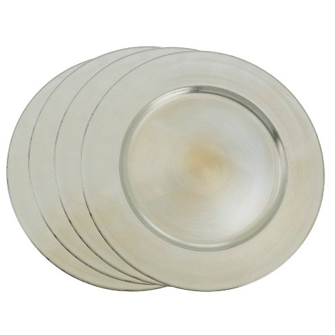 Saro Lifestyle Classic Solid Color Charger Plates, Platinum, 13" Round ...