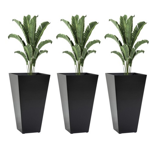 Outsunny 28" Tall Plastic Planters, 3-pack, Large Taper Outdoor ...