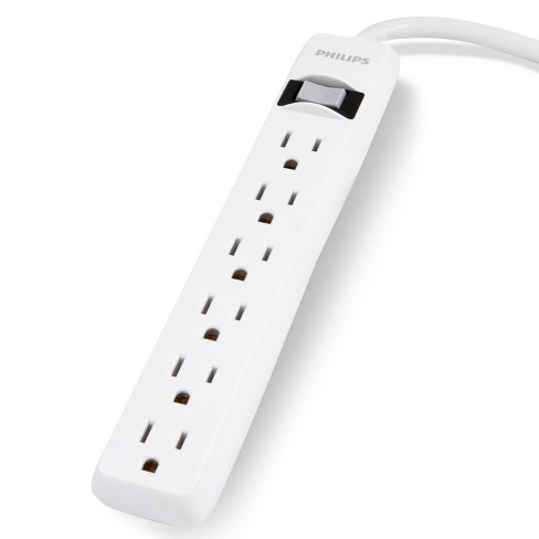 Philips 6-outlet Surge Protector With 2ft Extension Cord, White : Target