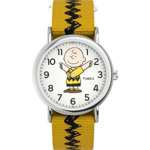 PeanutsÂ® x Timex Charlie Brown Watch with Fabric Strap - Silver/Yellow ...