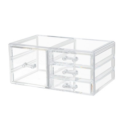 Unique Bargains Translucent Stackable Drawers Makeup Organizer Clear ...