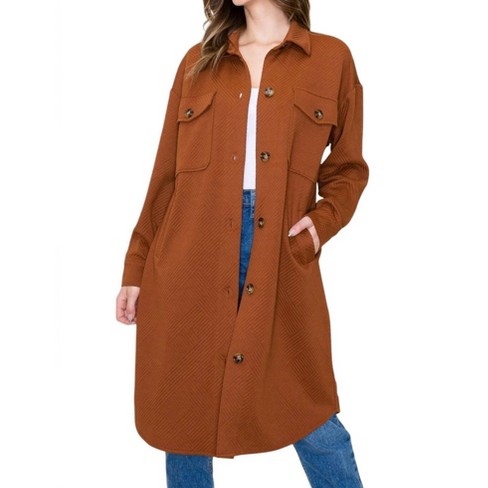 Women's Textured Long Shacket - Staccato Medium : Target