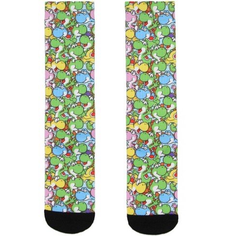 Super Mario Socks Men's Yoshi Dino Sublimated Crew Socks : Target