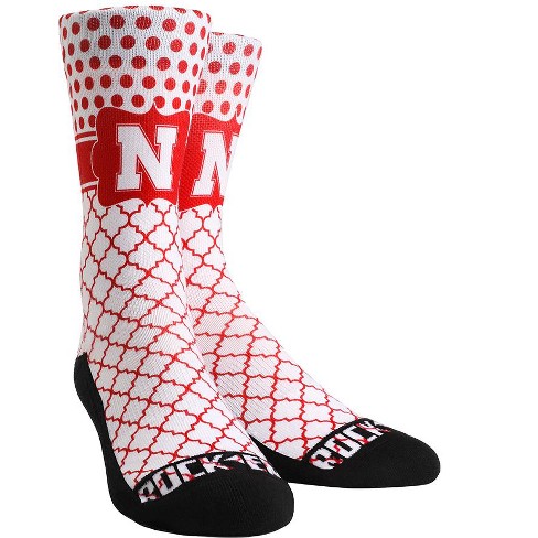 Rock 'em Elite, Nebraska - Quatrefoil Dots, Licensed Crew Socks (s-m ...