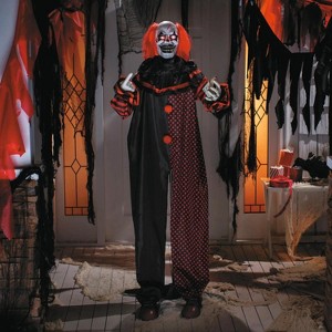6 Ft. Animated Standing Double-Head Pop-Up Clown Halloween Decoration ...