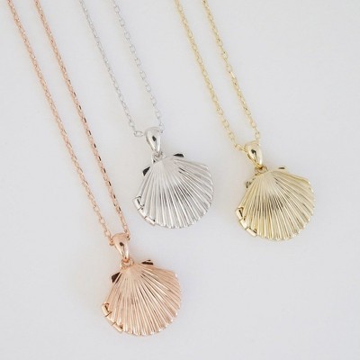 Shell Locket Necklace Rose Gold One Size - Honeycat : Target