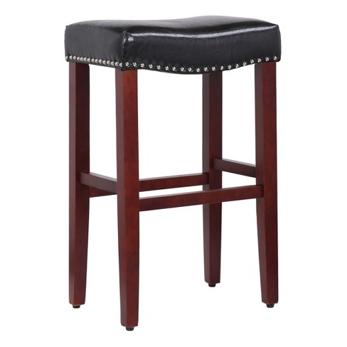 Westintrends 29" Upholstered Saddle Seat Bar Stool, Cherry/black : Target