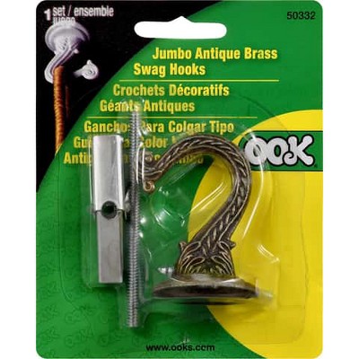 Ook Jumbo Antique Brass Steel 2-1/2 In. L Swag Hook 30 Lb 1 Pk : Target