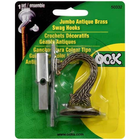 Ook Jumbo Antique Brass Steel 2-1/2 In. L Swag Hook 30 Lb 1 Pk : Target