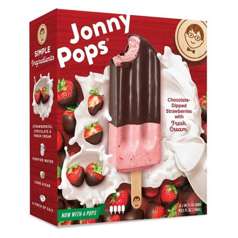 Jonnypops Strawberry Chocolate & Cream Frozen Fruit Bars - 4pk/8.25oz ...