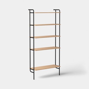 Wood and Metal Wall Mounted Bookshelf with Five Shelves -Room ...
