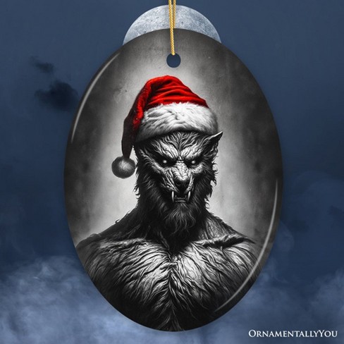 Werewolf With Santa Hat Ornament, Frightening Holiday Keepsake For Tree ...