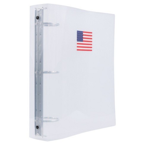 Jam Paper Plastic 2 Inch Binder - American Flag Clear 3 Ring Binder ...