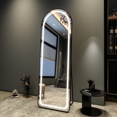 Beautypeak Led Rectangle With Rounded Top Full Length Mirrors 64"x21 ...