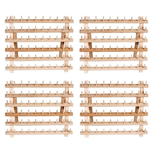 Dritz 4pc Wooden Thread Rack: Sewing & Braid Organizer, Plastic Tray ...