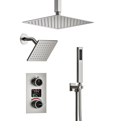 Cranach 3-spray Shower System With Ceiling Mount 12 And 6 In Dual ...