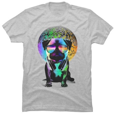 Men's Design By Humans Disco Pug By Clingcling T-shirt - Athletic ...