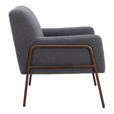 HomeStock 30.3 in H Gray Finish Round Wood Frame Straight Armchair ...