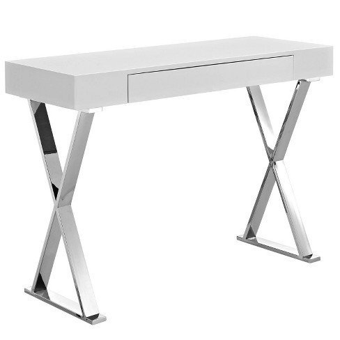 Sector Console Table White - Modway: Polished Steel Base, Full Drawer ...