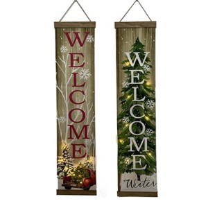 Season's Designs 47" Fabric Welcome Sign with 6 LED White Lights ...