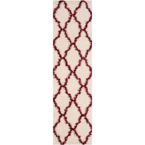 Dallas Shag Sgd257 Power Loomed Runner Rug - Ivory/red - 2'3"x10 ...