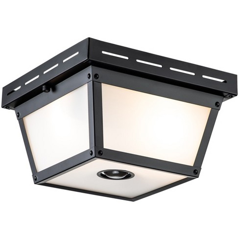 C Cattleya 2-light Matte Black Motion Sensor Flush Mount Light With ...