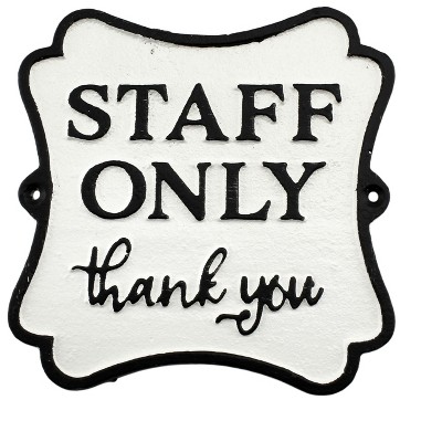 Auldhome Design Staff Only Cast Iron Sign, Business Door Sign For ...