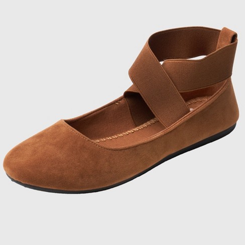 Alpine Swiss Peony Womens Ballet Flats Elastic Ankle Strap Shoes Ms Tan ...