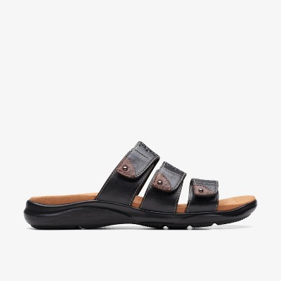 Clarks Womens Kitly Walk Black Sandals 6 Wide : Target