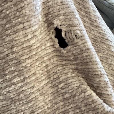 50"x60" Shiny Chenille Throw Blanket Neutral - Threshold™: Soft Knitted ...