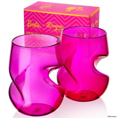 Barbie X Dragon Glassware 16 Oz Stemless Wine Glasses Pink & Magenta ...