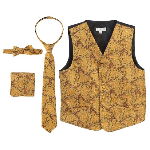 Gioberti Kids And Boys 4pc Paisley Vest Set, Gold, Size 12 : Target