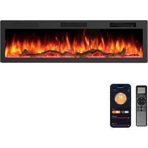R.W.FLAME 60” Smart Electric Fireplace, Recessed/Wall Mount, Alexa ...
