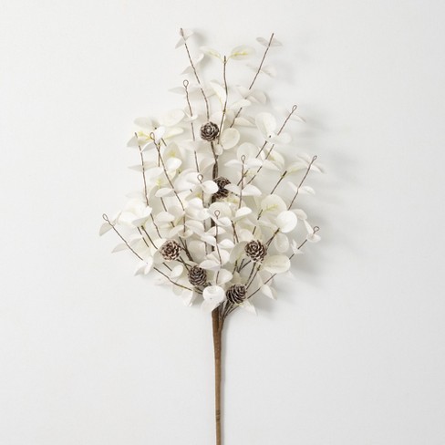 Artificial White Eucalyptus Cone Stem White 28.5"h : Target