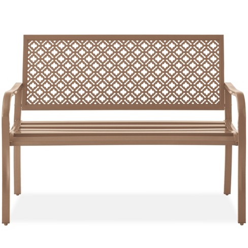 Best Choice Products Indoor Outdoor Steel Garden Bench W/ Geometric ...
