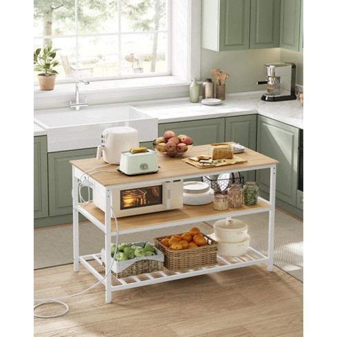 Vasagle Kitchen Island With 3 Shelves, 47.2 Inches Width Kitchen Shelf ...