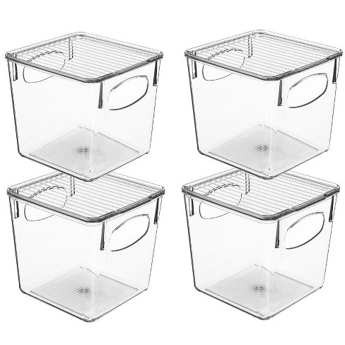 Sorbus Clear Plastic Container Bins W/ Lids (small 4 Pack) : Target