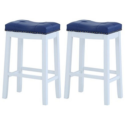 HomeStock 27.5 in.H White Finish Low Back Wood Frame Barstool Leather ...