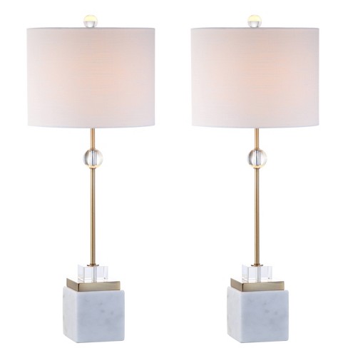 30" Dawson Marble/crystal Table Lamp With Brass Finish & Linen Shade ...