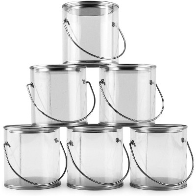 Cornucopia Brands Mini Clear Plastic Paint Cans, 6pk; 3in Tall ...