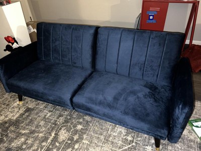 Emma And Oliver Premium Padded Velvet Upholstered Split Back Sofa Futon ...