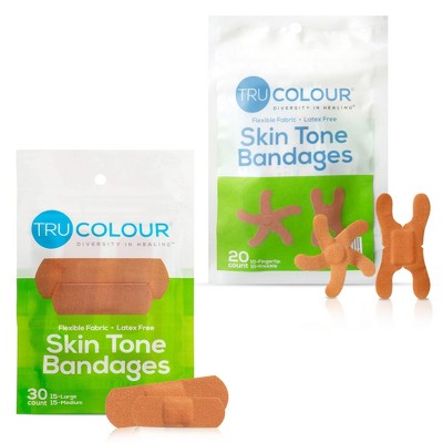 Tru-colour Skin Tone Shade Adhesive Bandage Assorted Shapes, Brown : Target