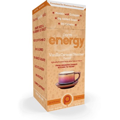 Perk Energy Original Vanilla Caramel Steamer Flavored Drink Powder (10 ...
