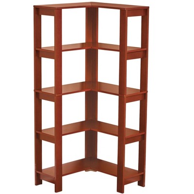 Collections Etc 5-tier Versatile Dark Cherry Wooden Corner Shelf No ...