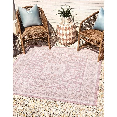 Unique Loom 7' 10 X 7' 10 Square Indoor/outdoor Aztec Pink Area Rug ...