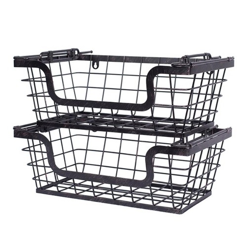Birdrock Home 2-pack Wire Hanging Basket For Storage -oil Rubbed Bronze ...