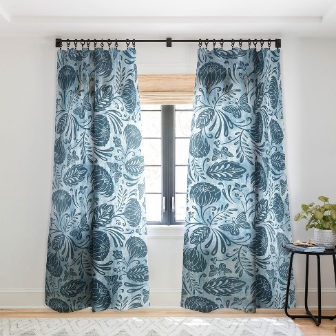 Heather Dutton Arabella Washed Indigo Single Panel Sheer Window Curtain ...