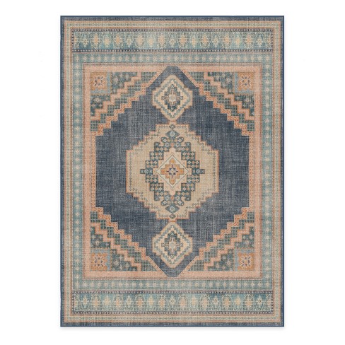 Ruggable Rayne Washable Bohemian Area Rug - Soft Navy 5'x7'. : Target