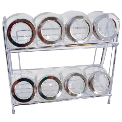 Euro-ware 9-piece Glass Spice Jar With Rack Set In Clear : Target